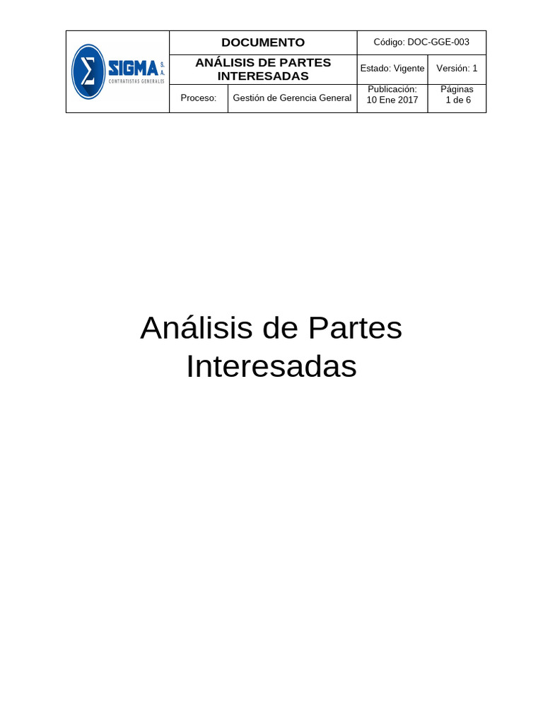 Análisis de Partes Interesadas en Proyectos | PDF | Business ...