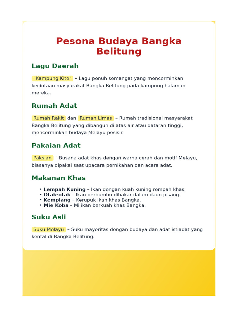 Poster Budaya Bangka Belitung | PDF