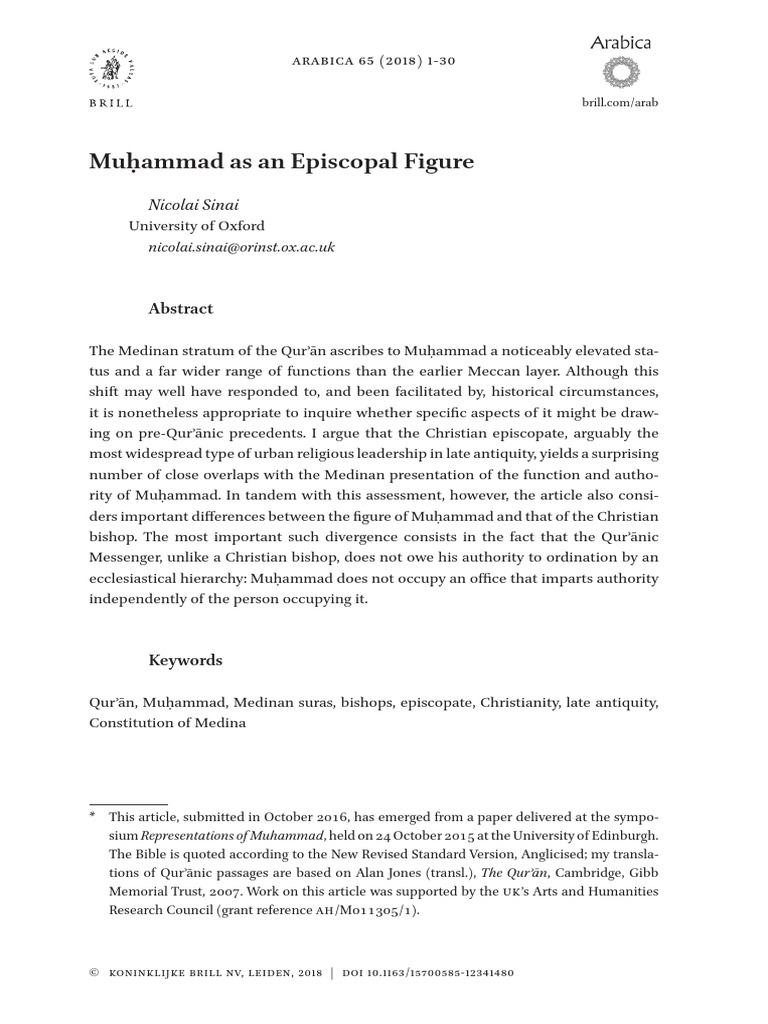 Mu Ammad As An Episcopal Figure (Sinai, Nicolai) (Z-Library) | PDF | Quran | Islam