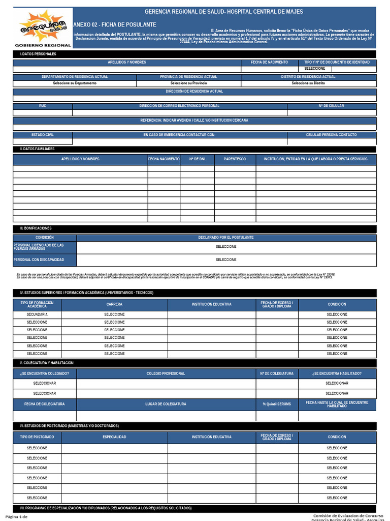 Anexo N 02 Ficha Unica de Datos | PDF