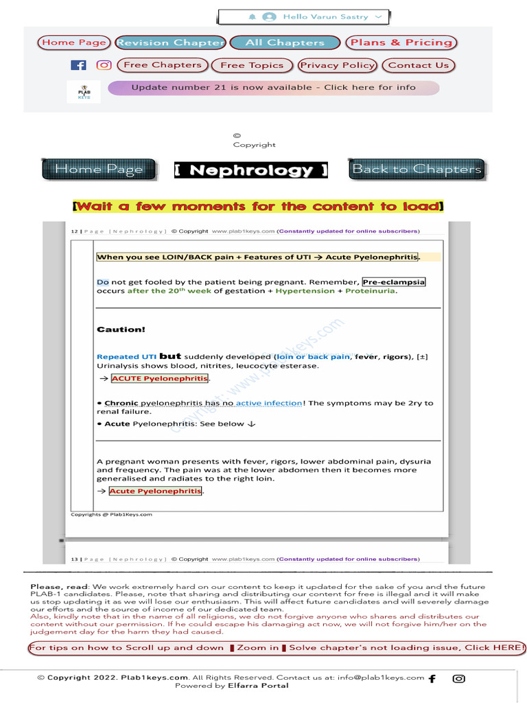 16NephrologyLMV2 Plab 1 Keys | PDF | Urinary Tract Infection | Clinical ...