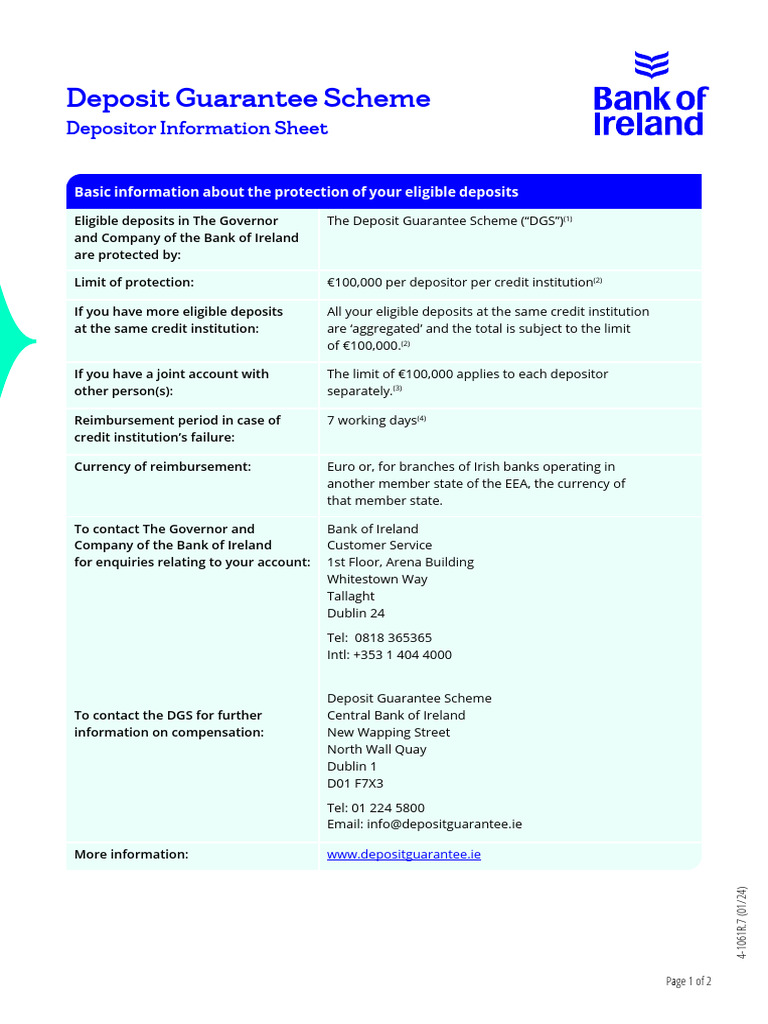 Bank of Ireland Deposit Guarantee Info | PDF | Cost Of Living | Deposit ...