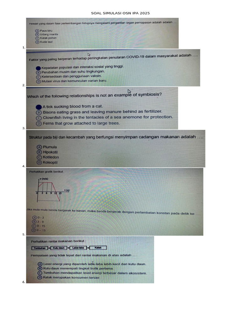 Soal Simulasi Osn Ipa 2025 | PDF