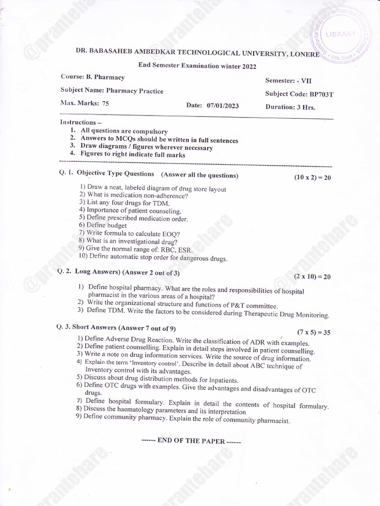 Pharmacy Practice Exam Overview | PDF | Pharmacy | Pharmacist
