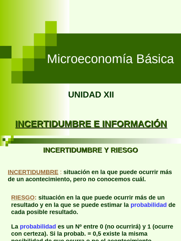 Unidad 12 24 | PDF | Riesgo moral | Aversión al riesgo