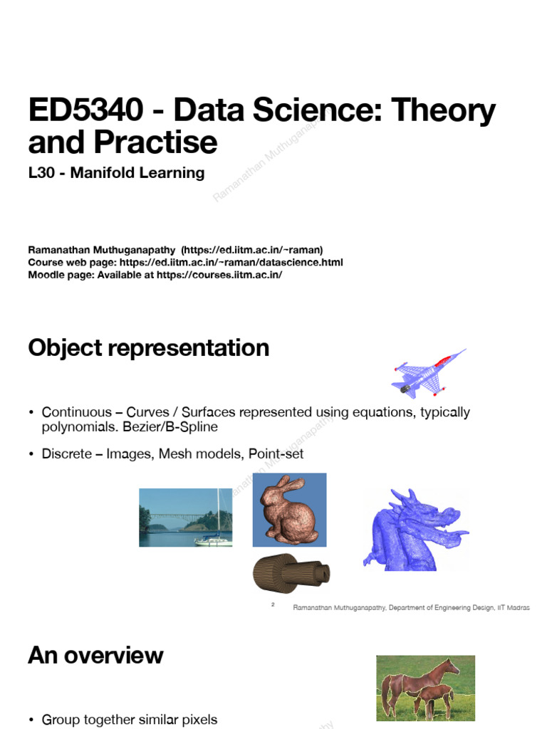Data Science L30 - ManifoldLearning | PDF | Eigenvalues And Eigenvectors | Mathematical Objects