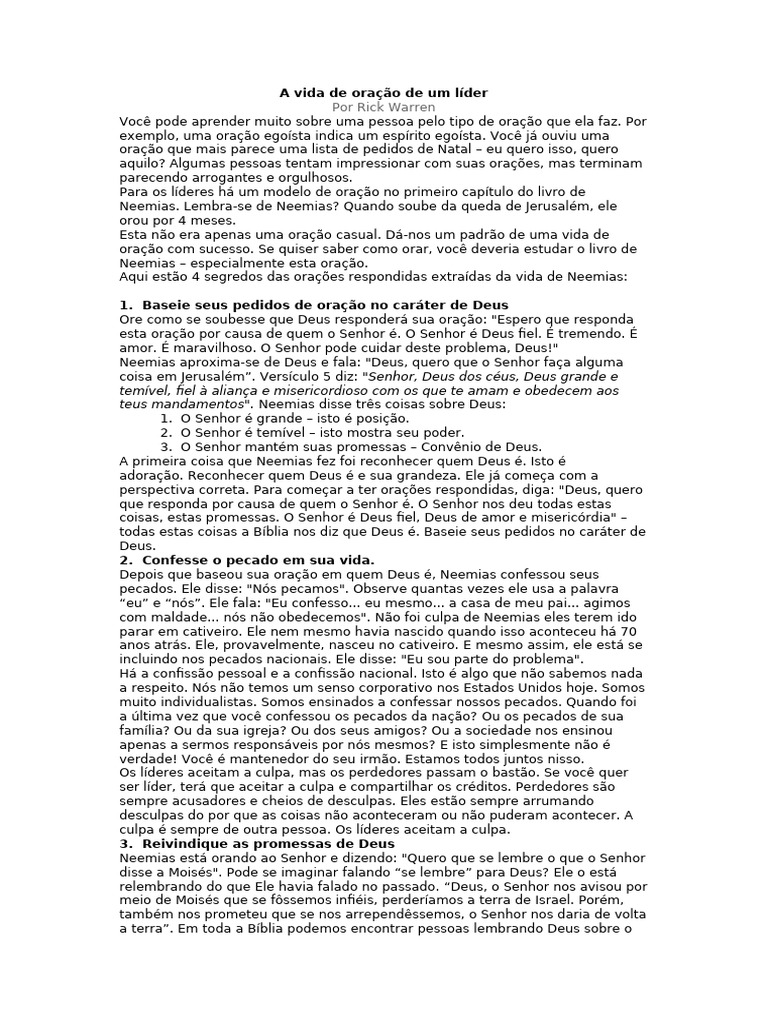 A Vida de Oração de Um Líder | PDF | Oração | Deus