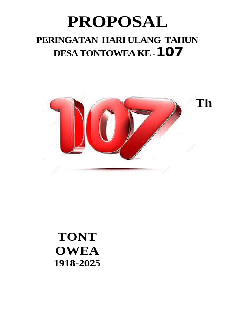Proposal HUT Desa Tontowea Ke-107 | PDF