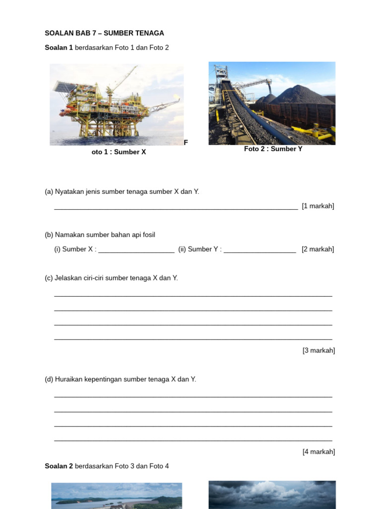 Soalan Bab 7 - Ting 5 (Sumber Tenaga) | PDF