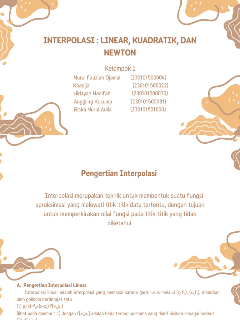 Interpolasi Linear, Kuadratik, Dan Newton KLP 1 A11 | PDF