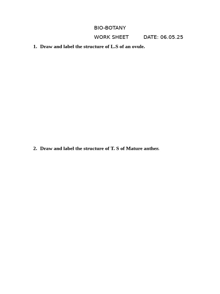 12th Bio-Botany - Work Sheet - 25 - 26 | PDF