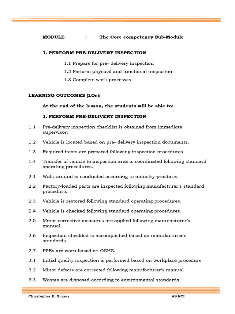 Perform Pre Delivery Inspection | PDF | Tire | Vehicles