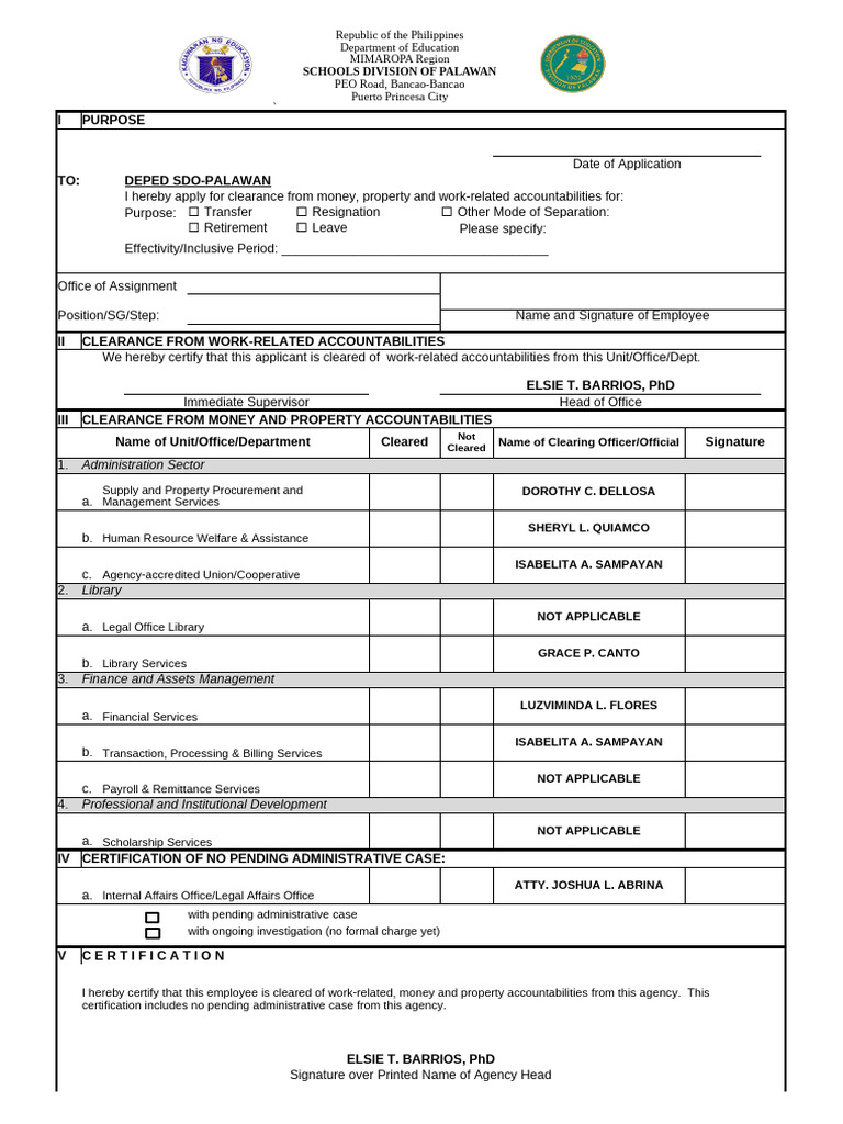 Employee Clearance Application Form | PDF | Business