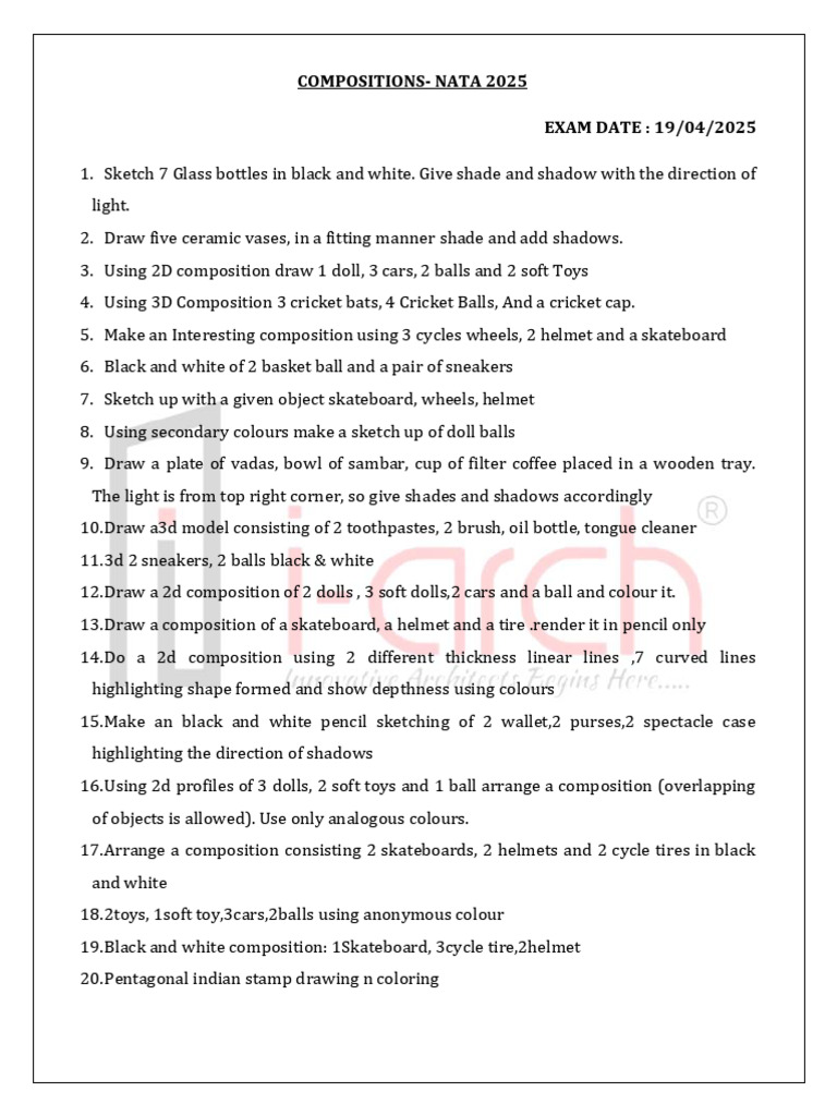 NATA 2025 Sketching & Composition Guide | PDF | Shape | Sphere