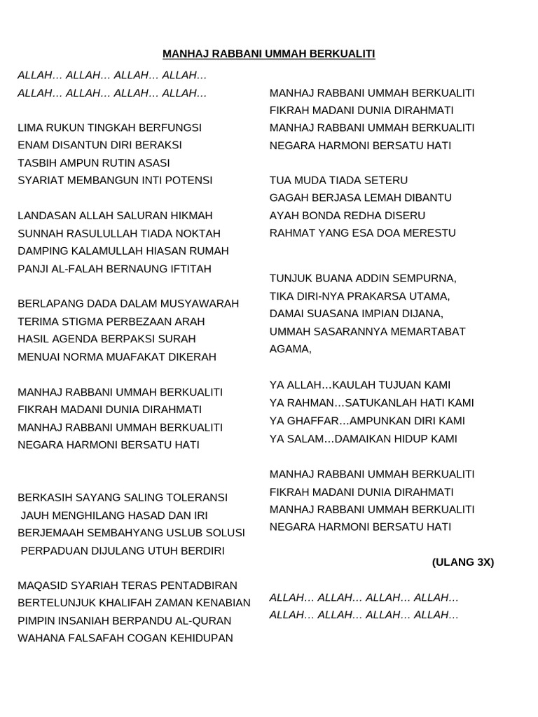 Manhaj Rabbani Ummah Berkualiti (FULL BM) | PDF