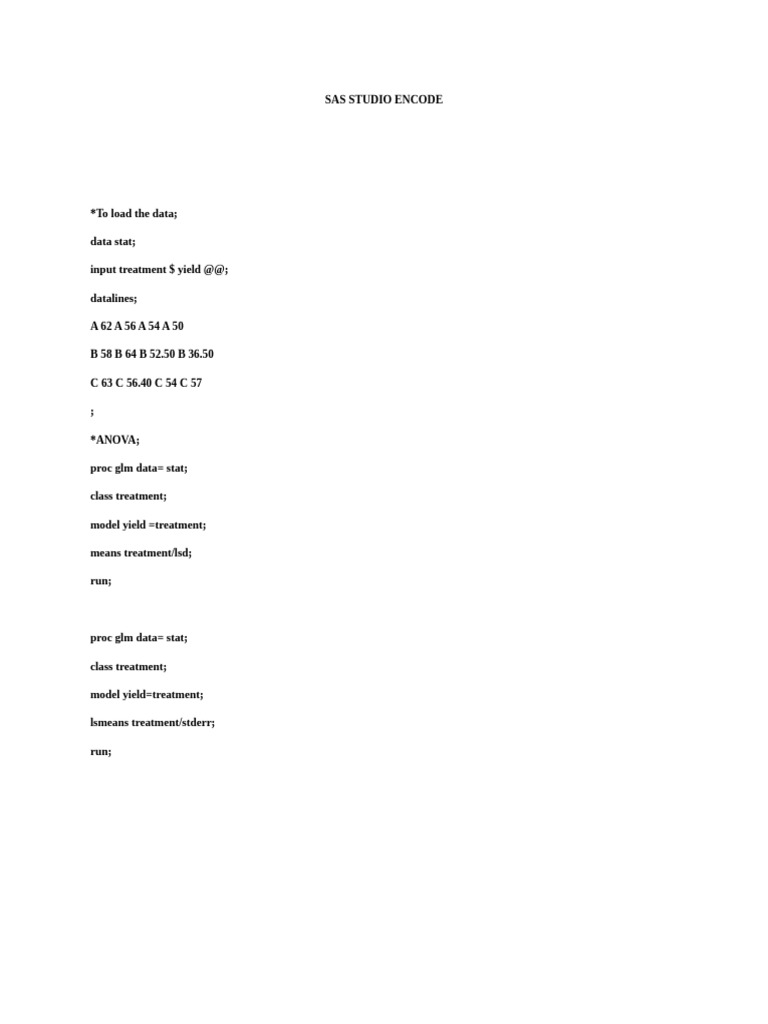 Sas Studio Encode Sample | PDF
