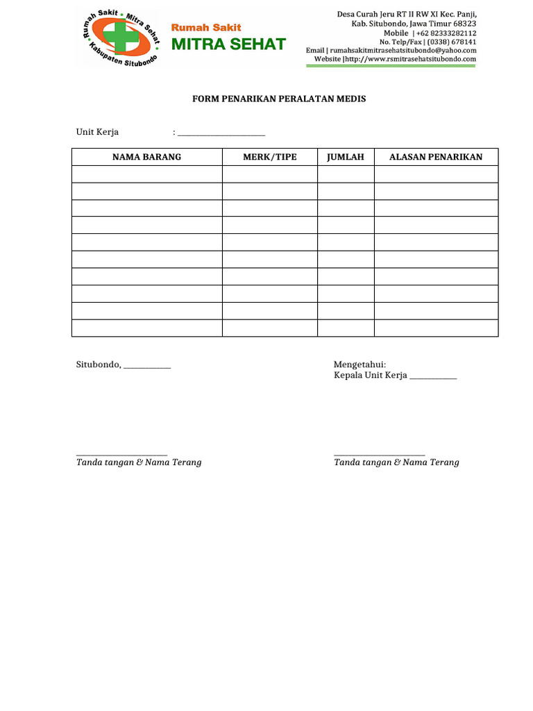 Form Penarikan Alat Medis | PDF