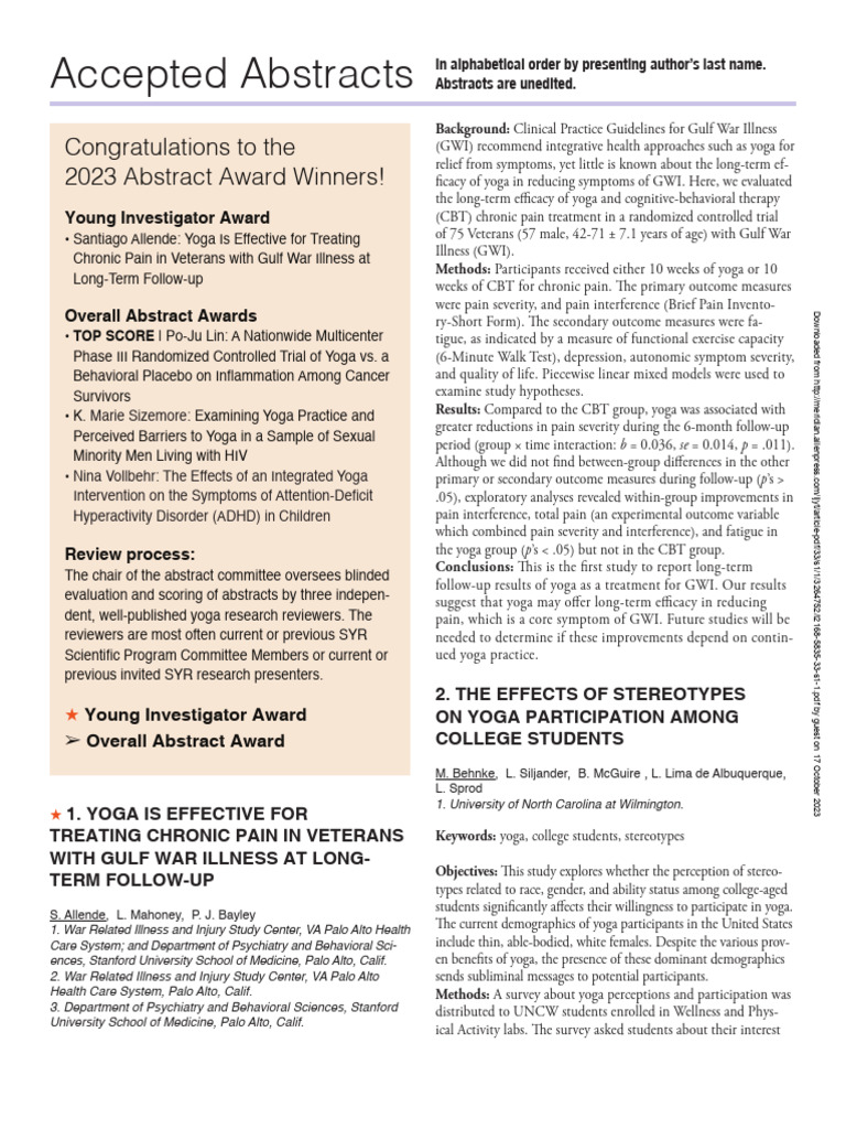Accepted Abstracts: Congratulations To The 2023 Abstract Award Winners ...