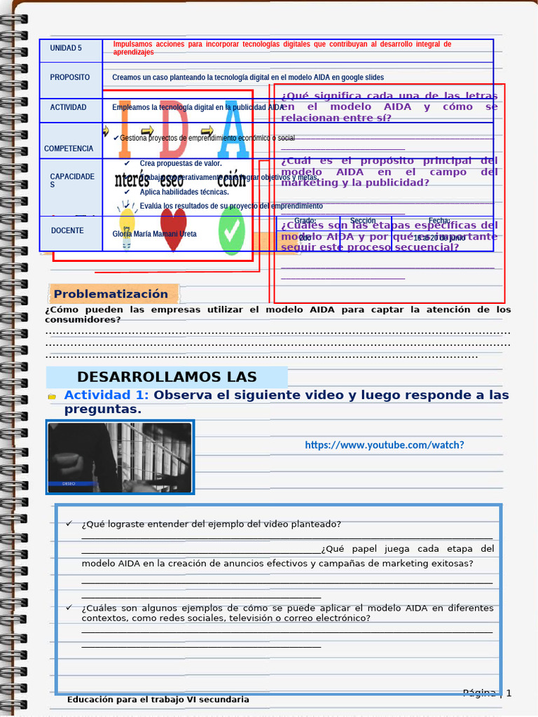 Viº Ficha Ept. Sesion 4 Aida - 2do Bimestre - 2do | PDF | Marketing | Producto (Negocio)
