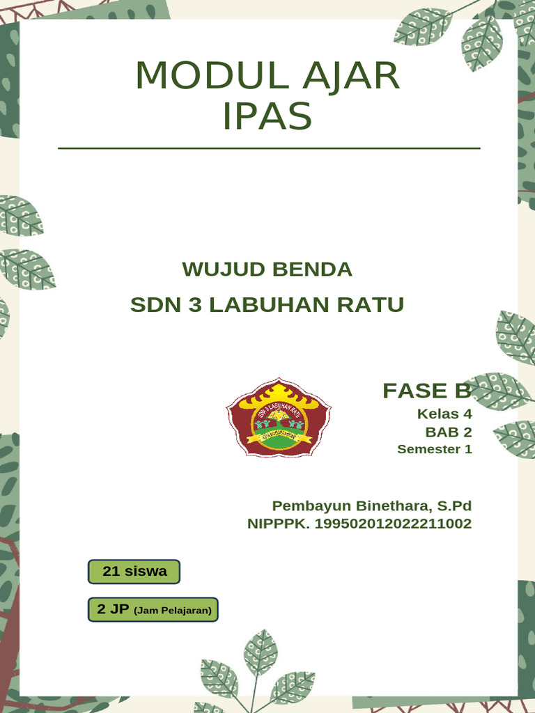 Modul Ajar IPAS - WUJUD BENDA | PDF