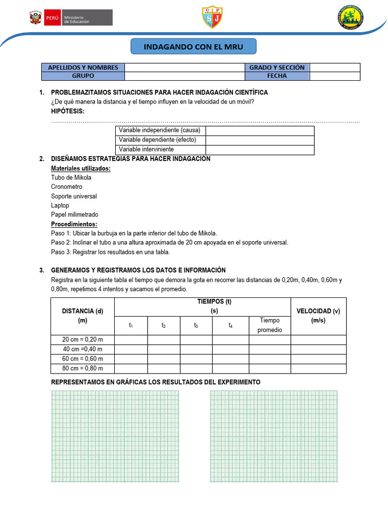 Laboratorio 2 Indagando Con El MRU | PDF | Science