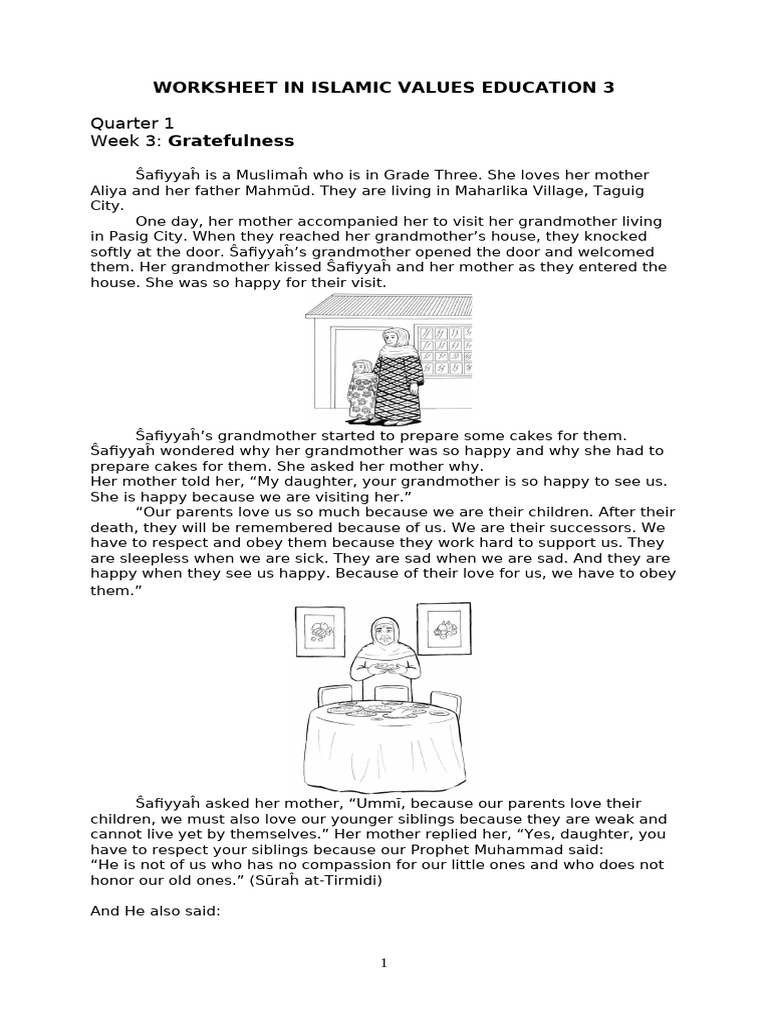 Worksheet in Islamic Values 3 Q1 W34 | PDF | Surah | God In Islam