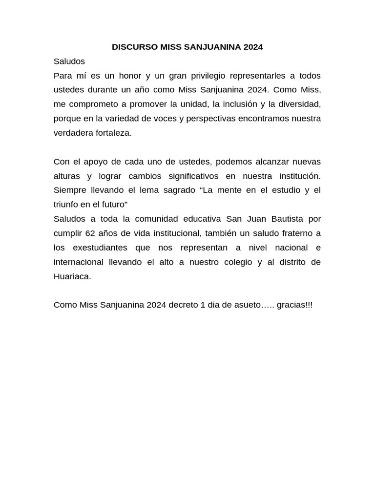 Discurso Miss | PDF