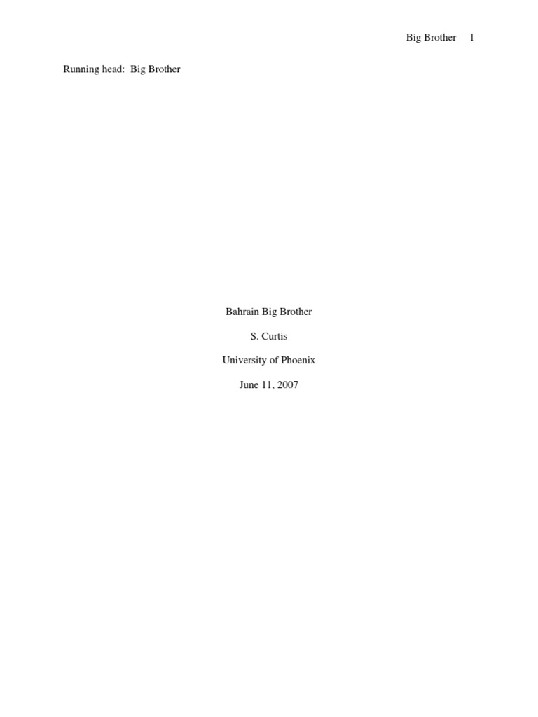 Big Brother's Cultural Clash in Bahrain | PDF | Cross Cultural ...