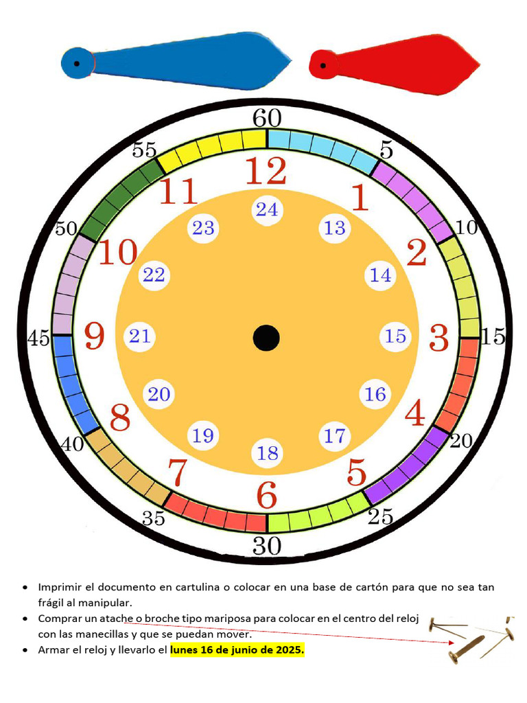 Reloj de cartulina para imprimir y armar | PDF