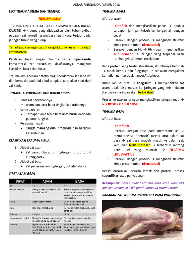 Trauma Kimia dan Tembak: Analisis Luka | PDF