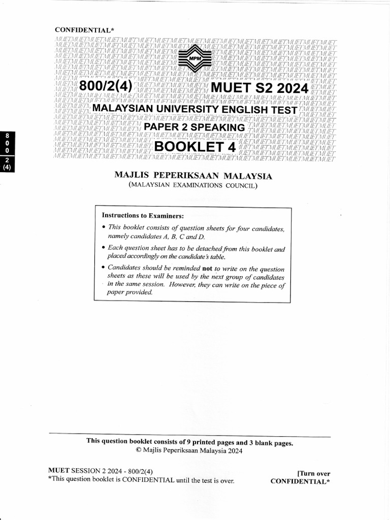 Muet s2 2024 Booklet 4 | PDF