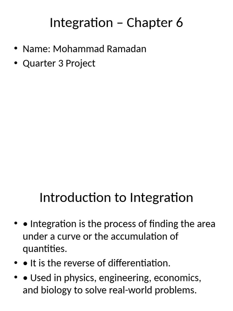 Integration Chapter6 Project Final | PDF | Integral | Calculus