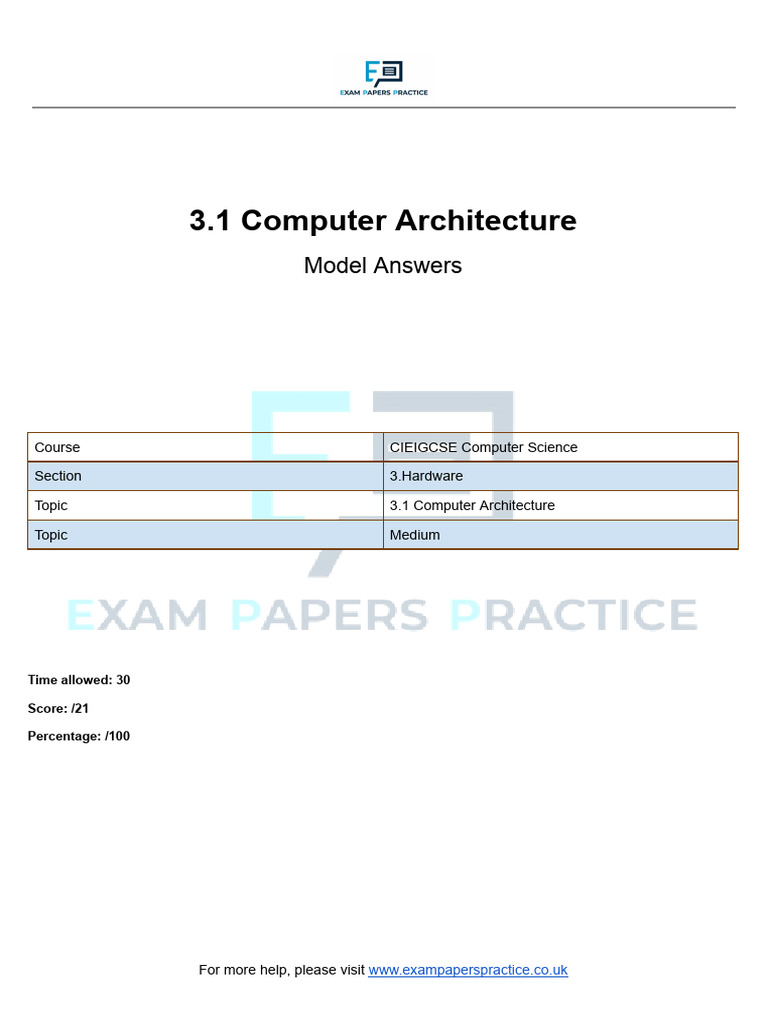 Computer Architecture Model Answers | PDF | Central Processing Unit ...