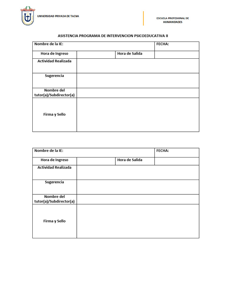 Formato de Asistencia A La IE - Psicoeducativa II | PDF