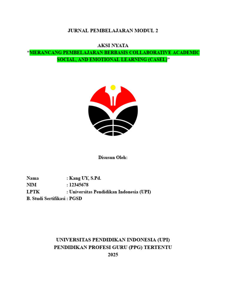 Contoh Jurnal PPG Modul 2 - CASEL | PDF