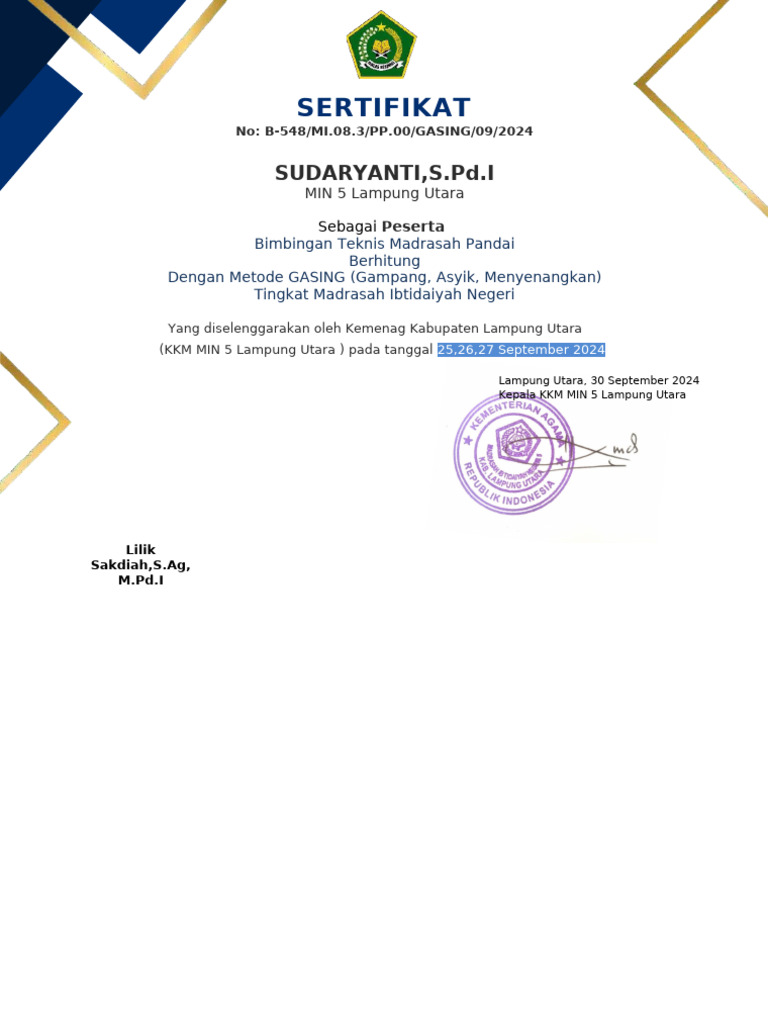Contoh Sertifikat | PDF