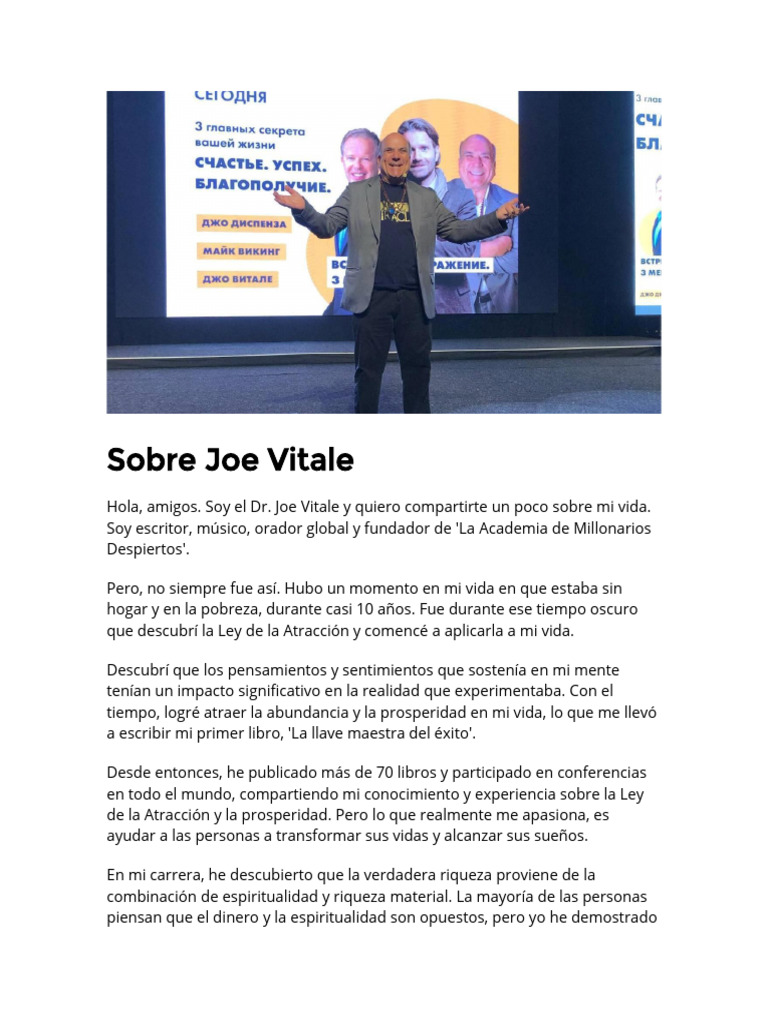 Joe Vitale: Ley de la Atracción y Éxito | PDF