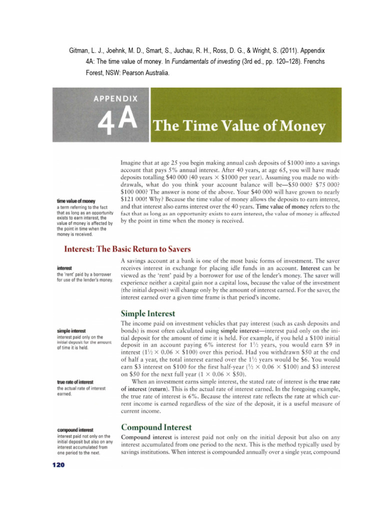 Time Value of Money (Fundamentals of Investing, Gitman Et Al.) | PDF