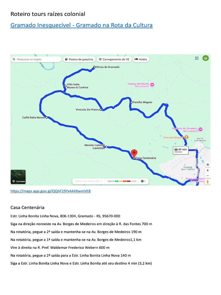 Mapa Da Rota Da Cultura de Gramado - RS | PDF