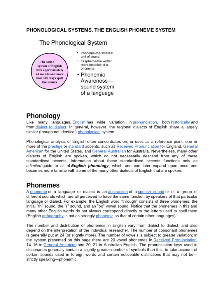 English Phoneme System Overview | PDF | Stress (Linguistics) | Consonant