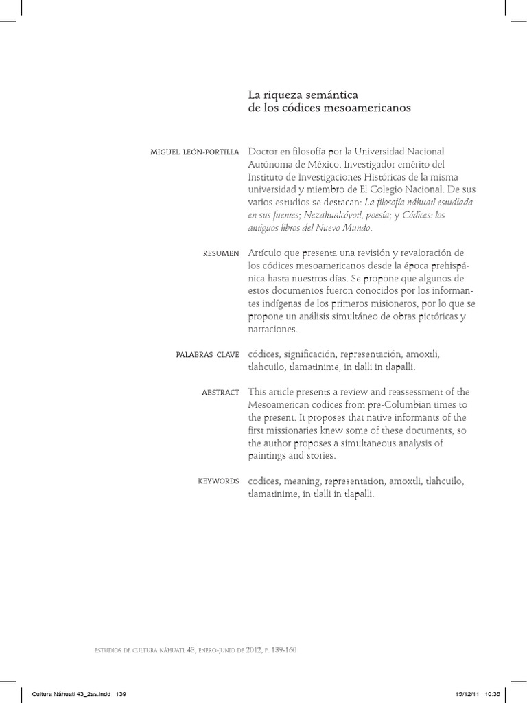 Riqueza Semántica de los Códices Mesoamericanos | PDF | Náhuatl ...