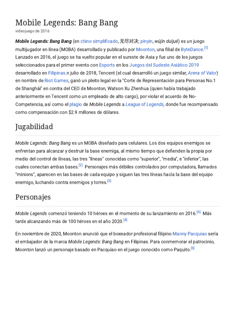 Mobile Legends_ Bang Bang - Wikipedia, La Enciclopedia Libre | PDF ...