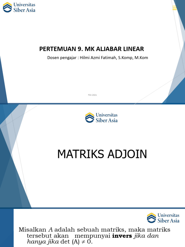 Matriks Adjoin dan Kofaktor | PDF
