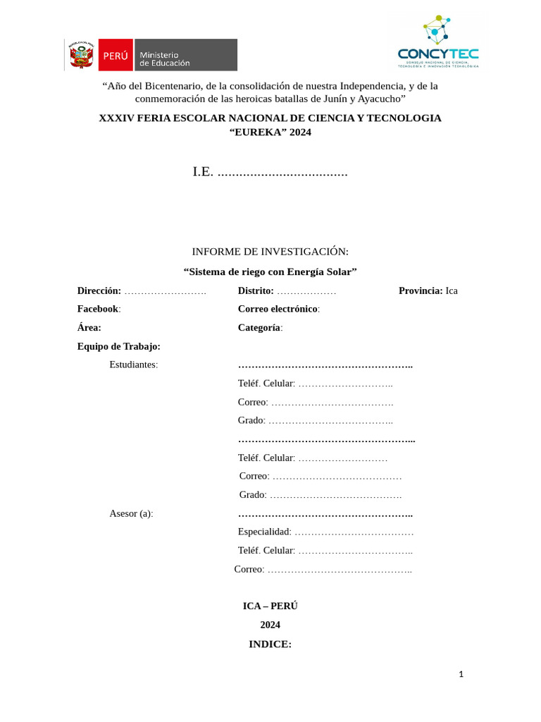 Informe Indagacion Cientifica - Secundaria - 2024 - Eureka | PDF ...