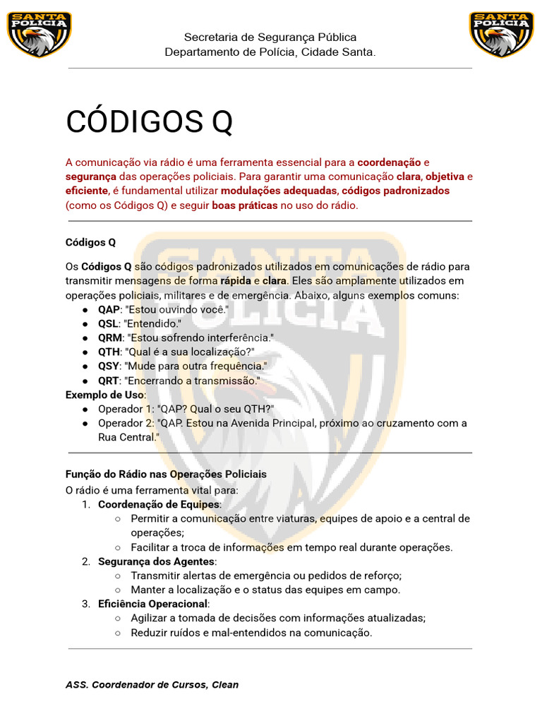 Códigos Q na Comunicação Policial | PDF | Rádio | Comunicação