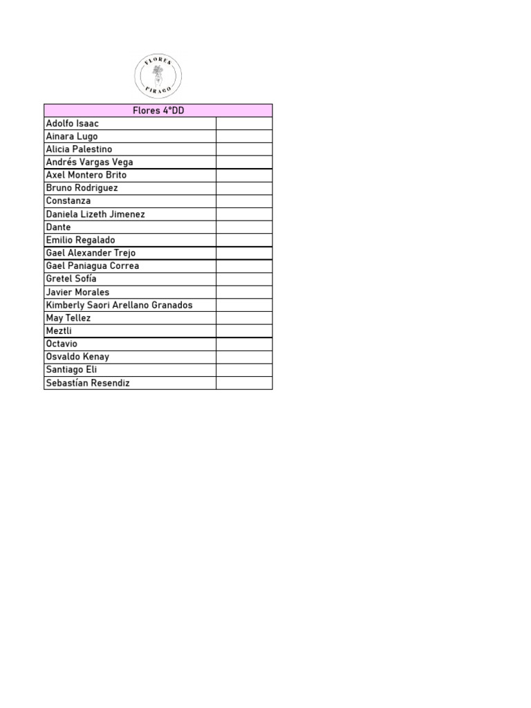 Lista Flores 4°DD | PDF
