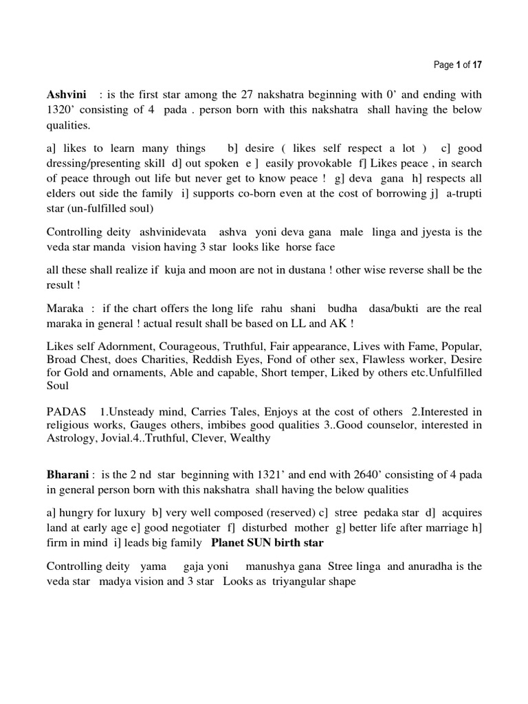 1... Ashvini To Revati P-107 062025 | PDF | Hindu Astrology