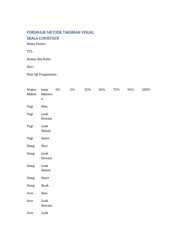 Formulir Visual Comstock | PDF