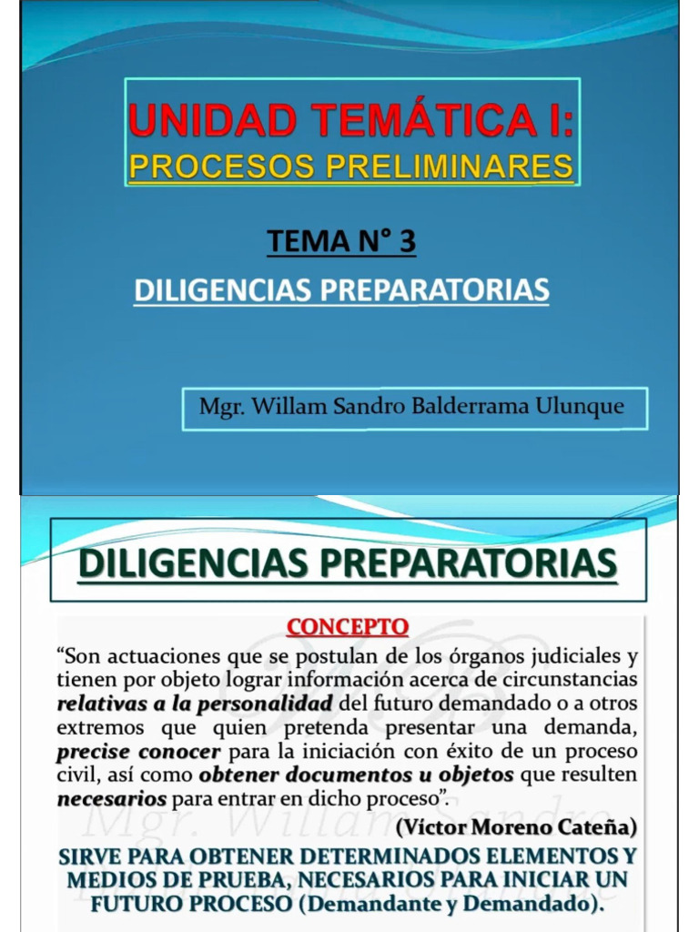 Tema N°3 Diligencias Preparatorias | PDF