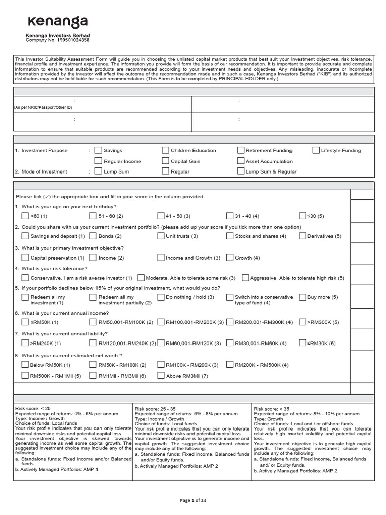 UT Investor Suitability Assessment - 01082023 | PDF | Investing | Taxes